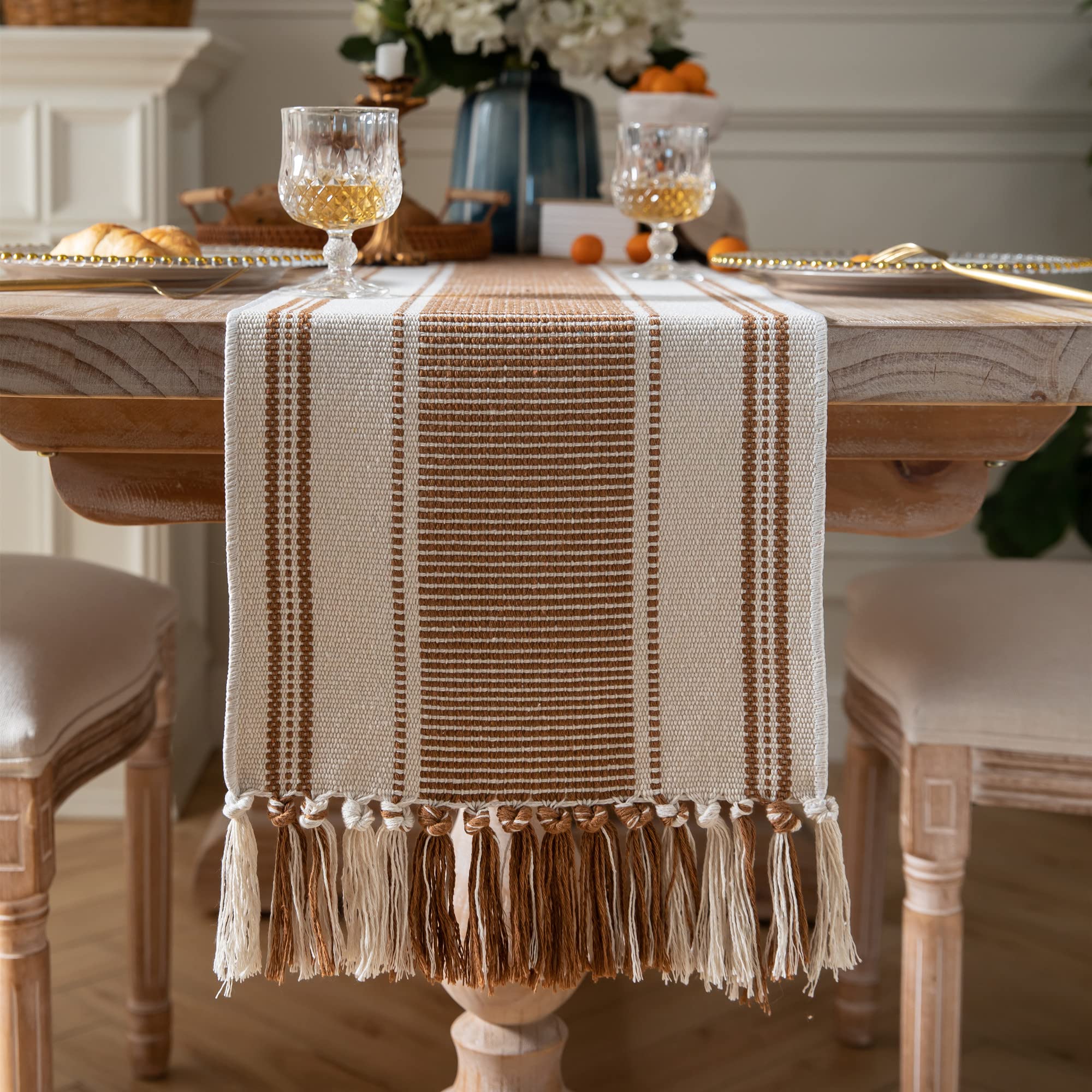 Caflife Boho Table Runner Brown for Modern Farmhouse Coffee Table Decor ...