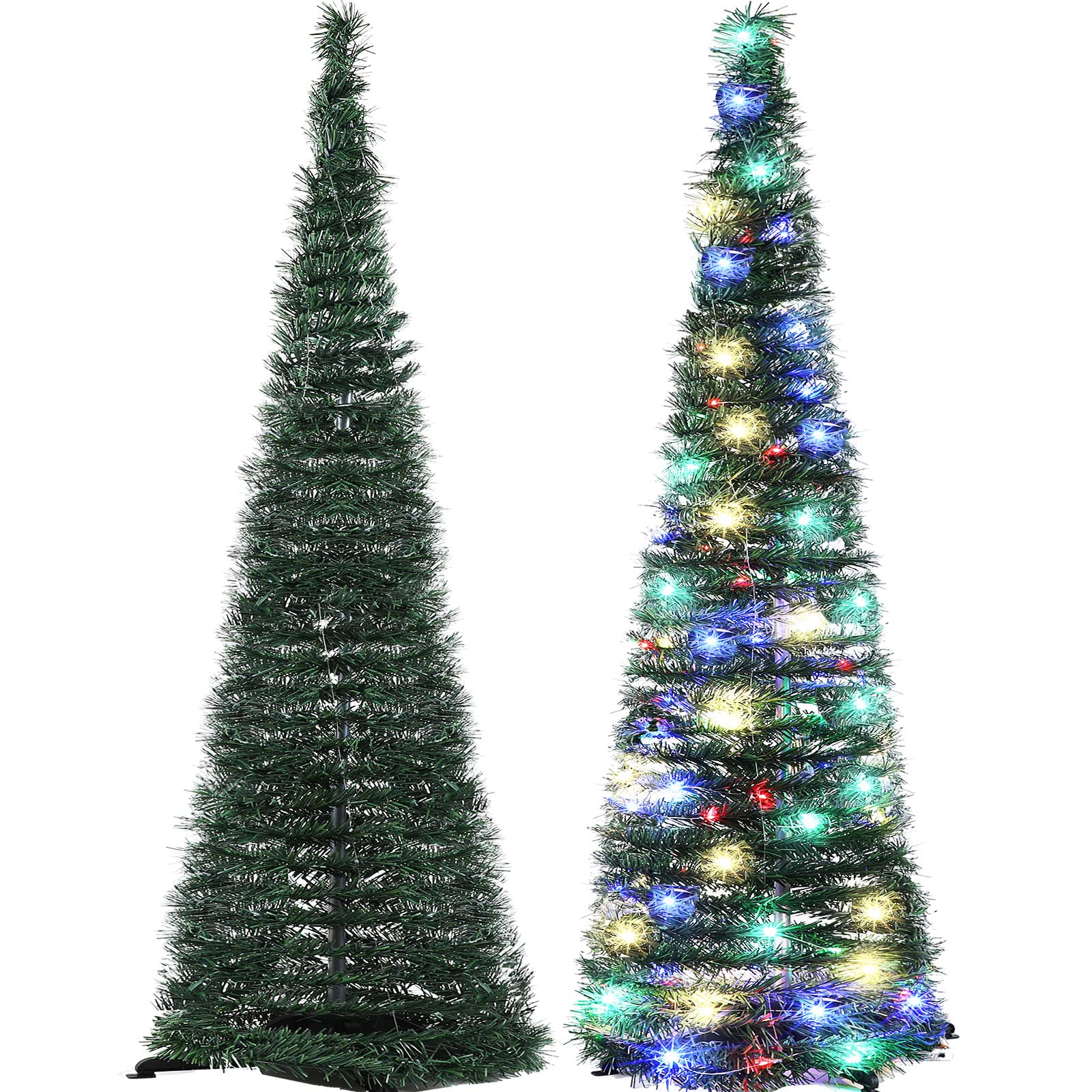 HyDren Artificial Christmas Tree with 50 LED String Lights 5 Ft Pop up ...