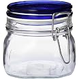 Amazon.com: Bormioli Rocco Fido Square Jar with Blue Lid, 17-1/2-Ounce ...