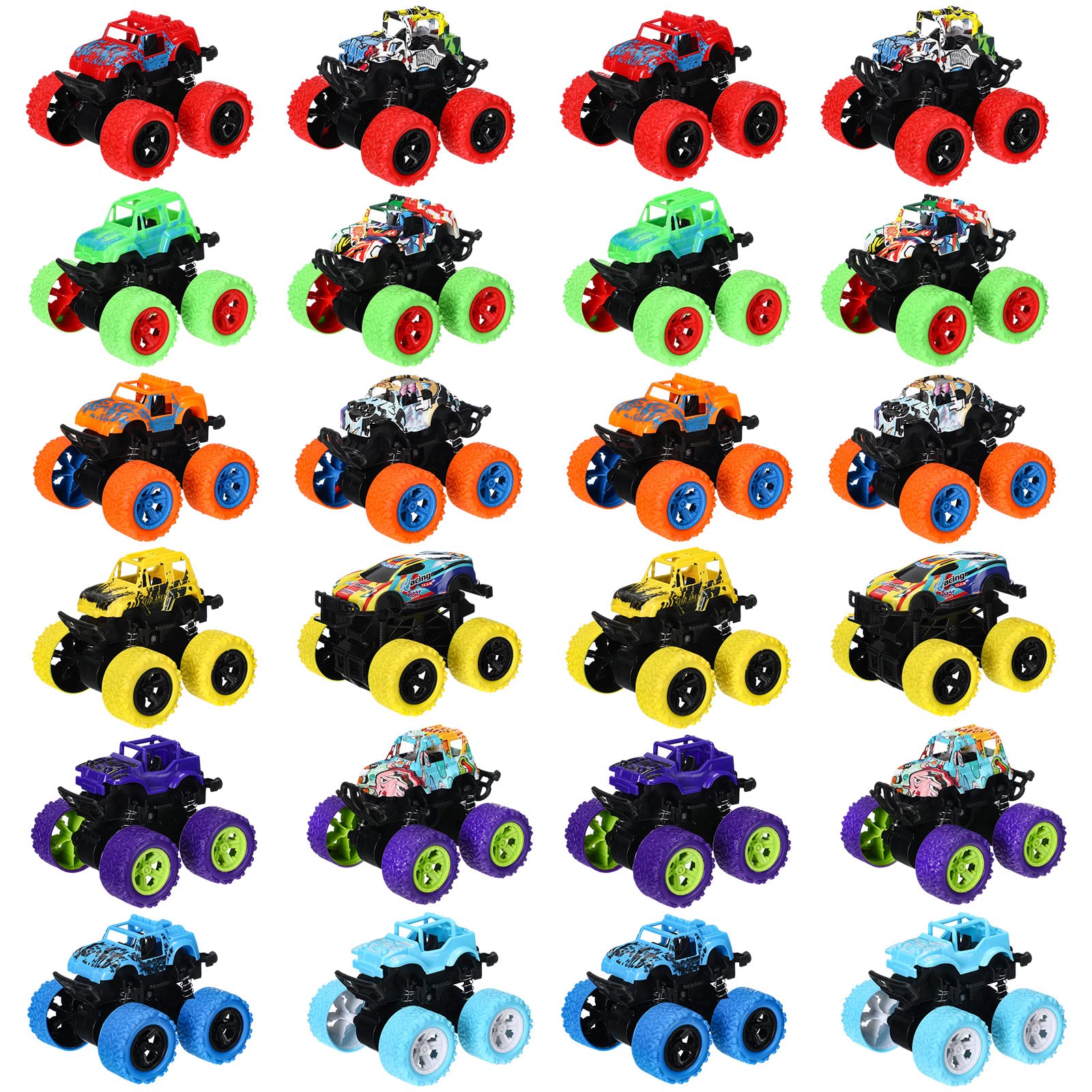 Hungdao 24 Pack Truck Toys Bulk for Girls Boys Mini Pull Back Truck Toy ...