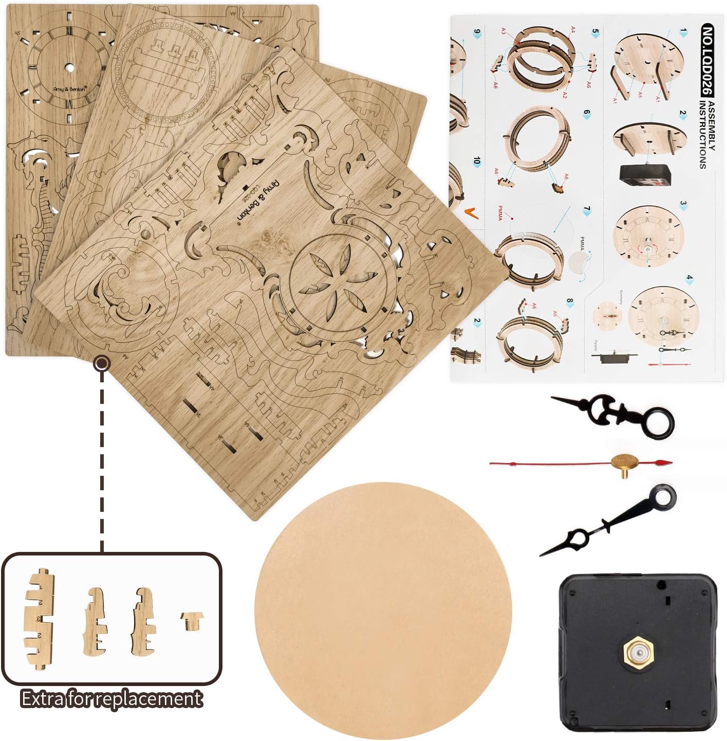 AmyBenton Puzzle 3D Clock – Wooden Clock Model Kits – Adult Clock ...