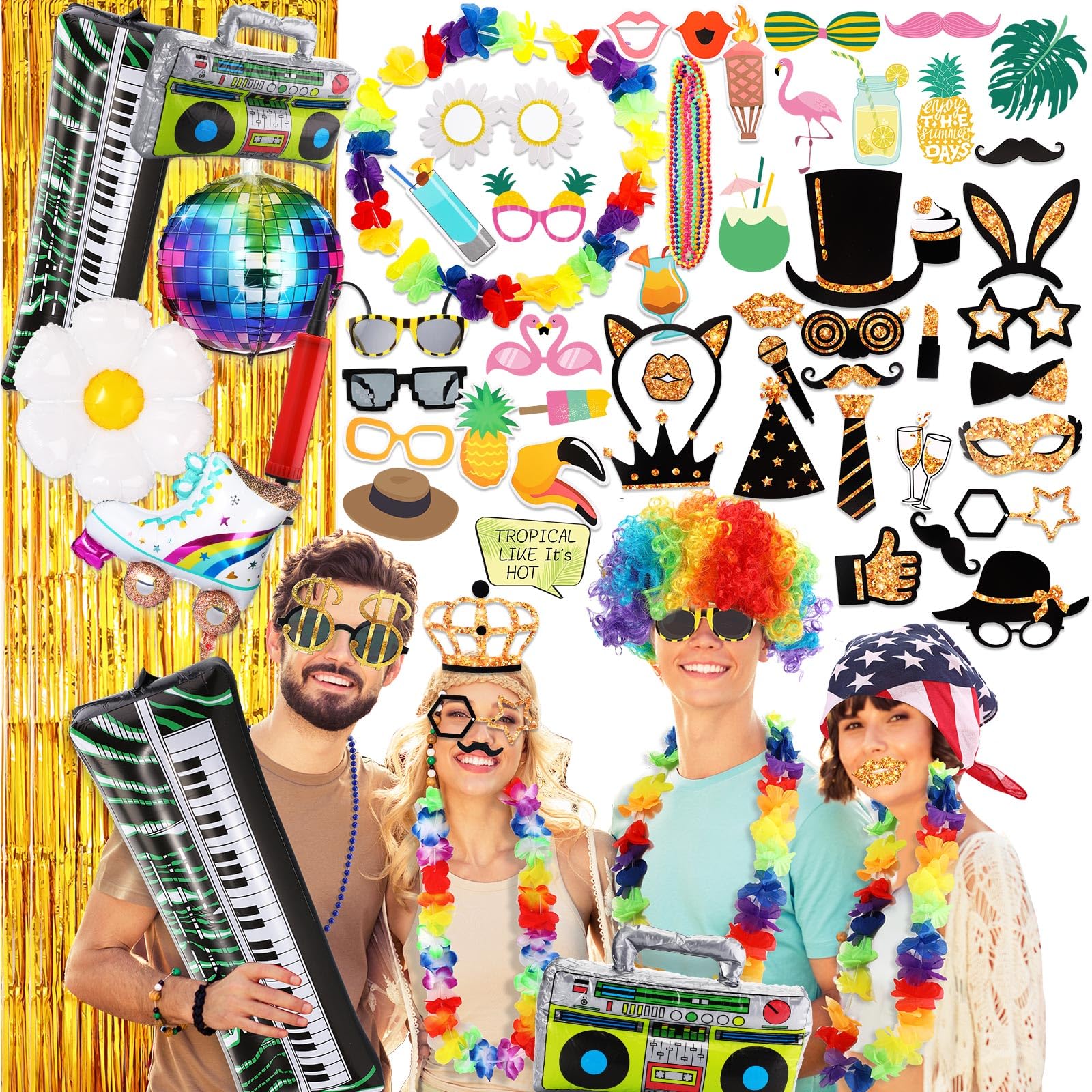 Tradder 100 Pcs Prom Photo Booth Props Halloween Birthday Props Karaoke ...