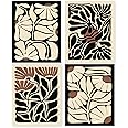Amazon.com: HRQKO Boho Black Flowers Plant Wall Art Poster Set of 4 ...