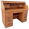 Amazon.com: Roll Top Desk Solid Oak Wood Executive Desk 54wx24dx45h ...