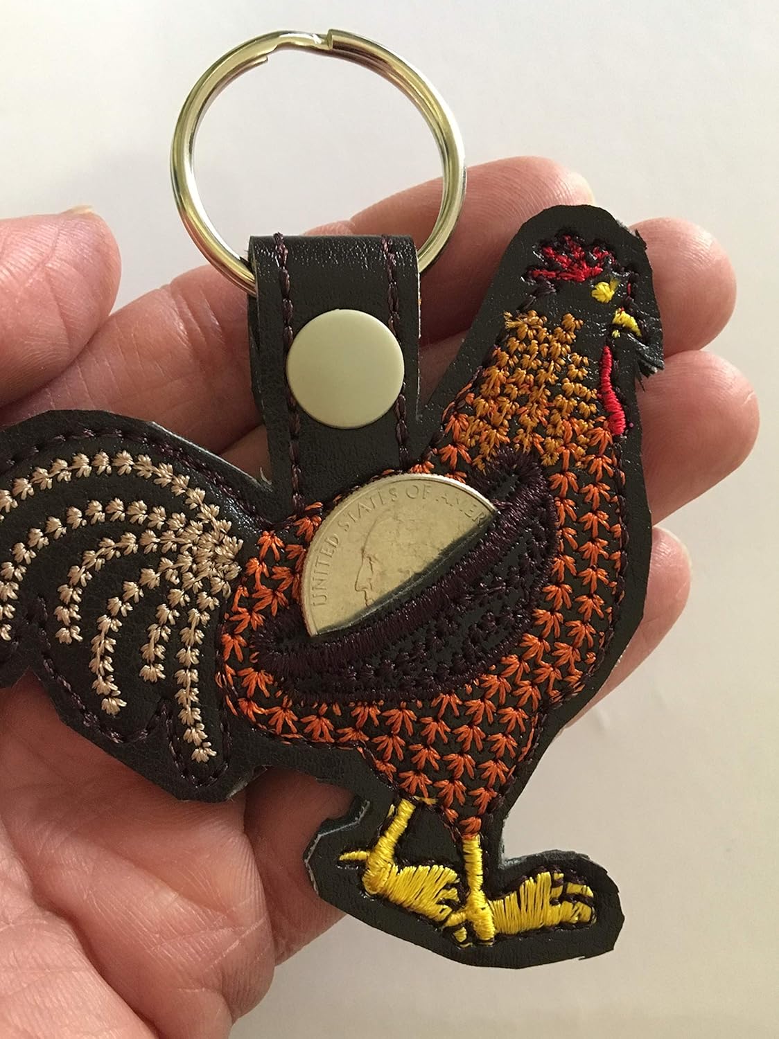 Amazon.com: Rooster quarter holder Aldi keychain-Rooster key fob ...
