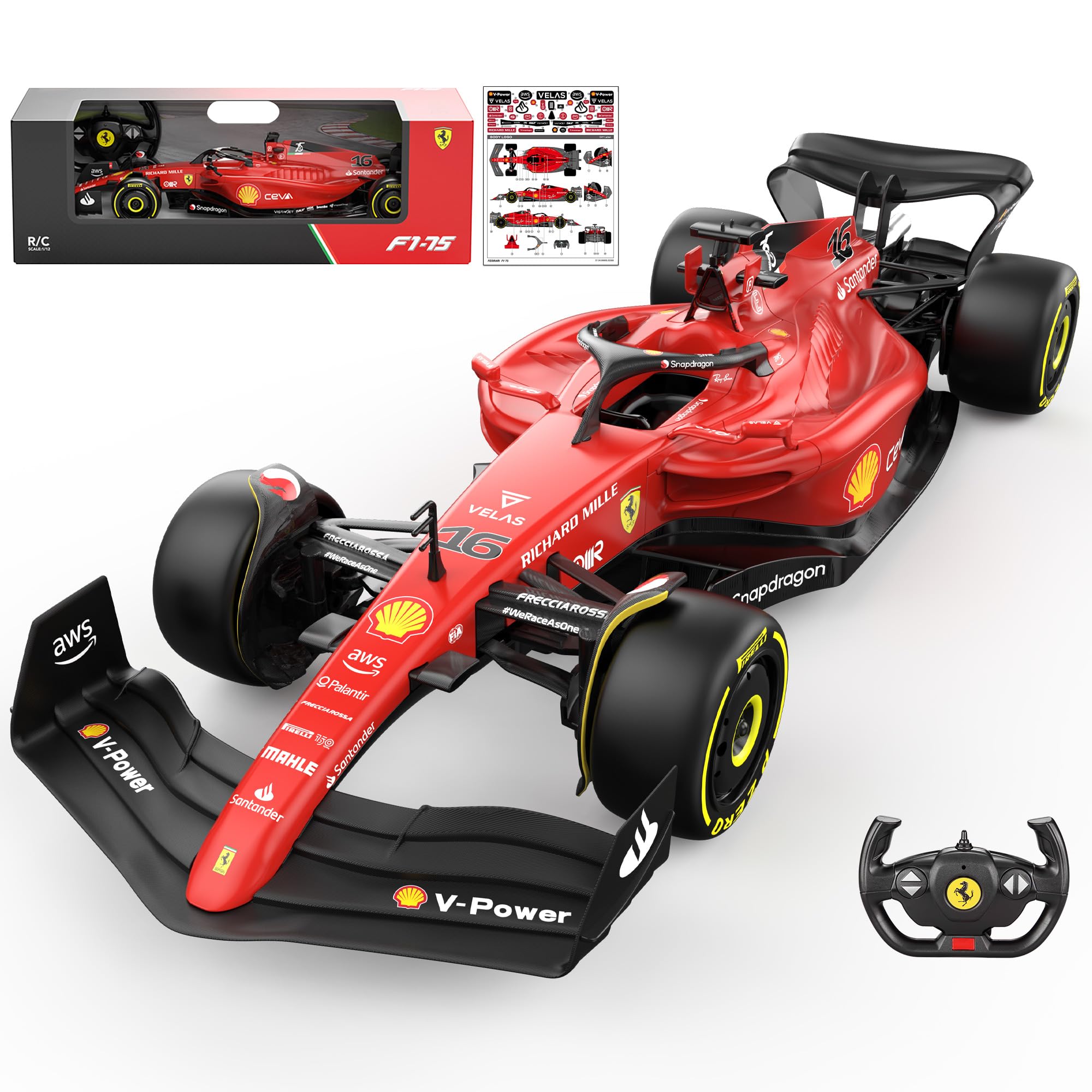 Voltz Toys Authentic Licensed 1:12 Ferrari F1 75 Remote Control Car ...