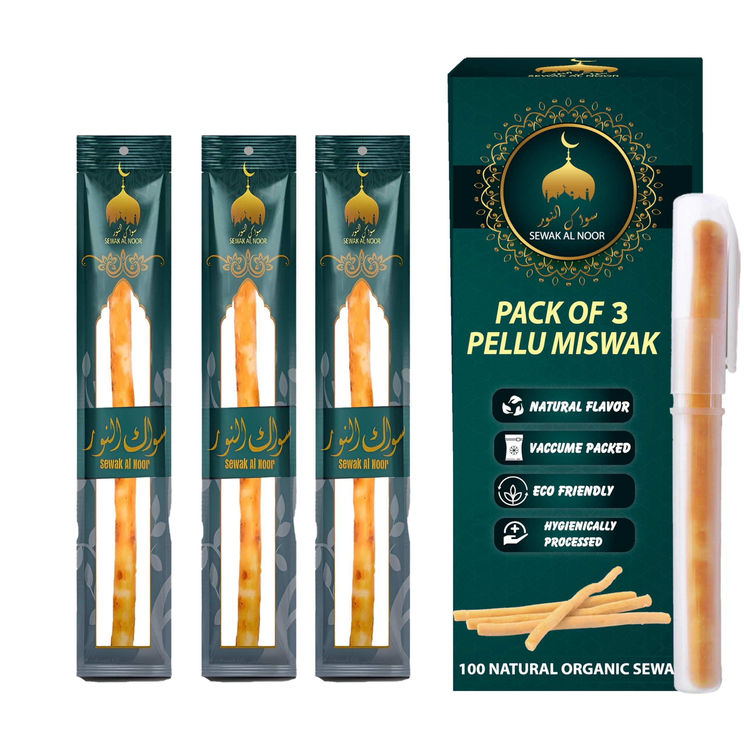 Mua Pack of 3 Miswak Sticks for Teeth with Holder - Natural Toothbrush ...