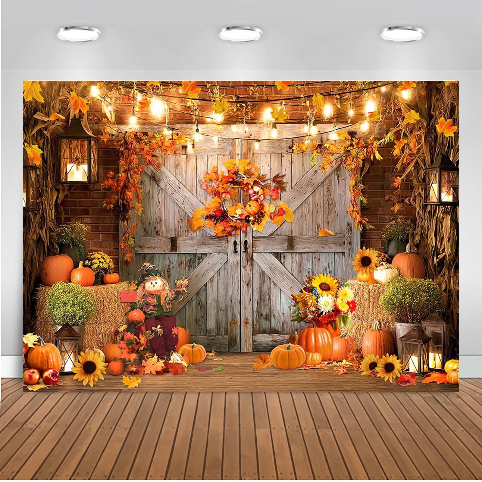 Mocsicka 8x6ft Fall Backdrop for Photography Rustic Wooden Door Autumn ...