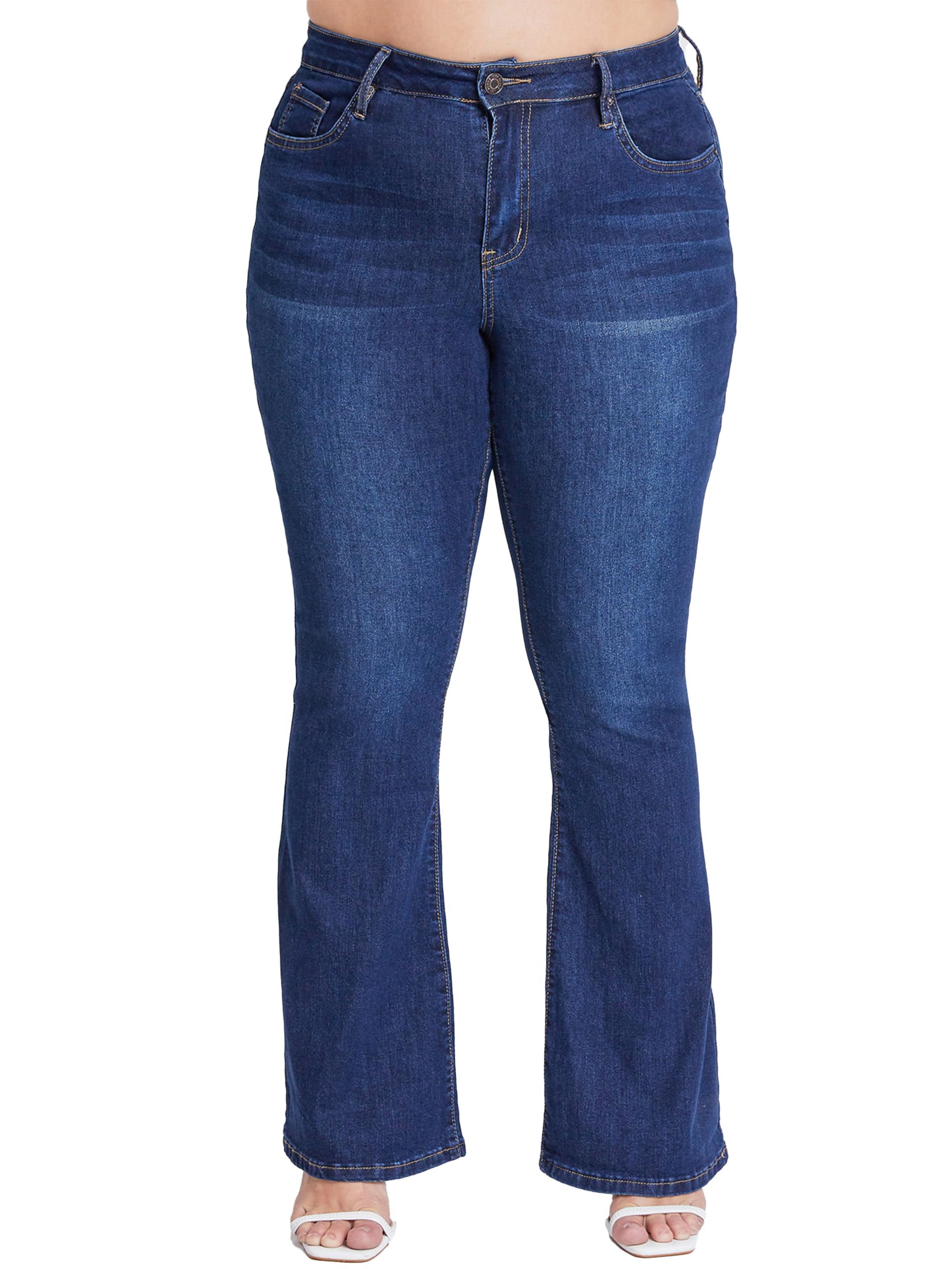 YMI Classic Essential Casual Bell Bottom Boot Cut Flared Plus Size ...