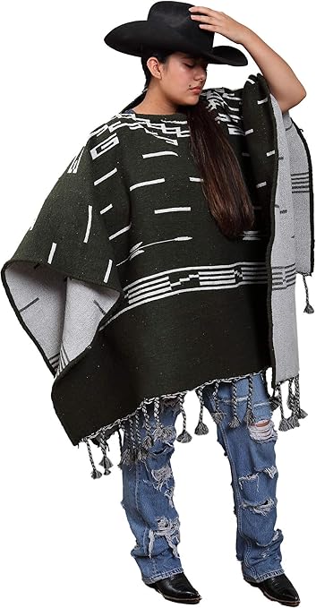Handwoven Clint Eastwood Spaghetti Western Poncho Made in Mexico (Olive ...