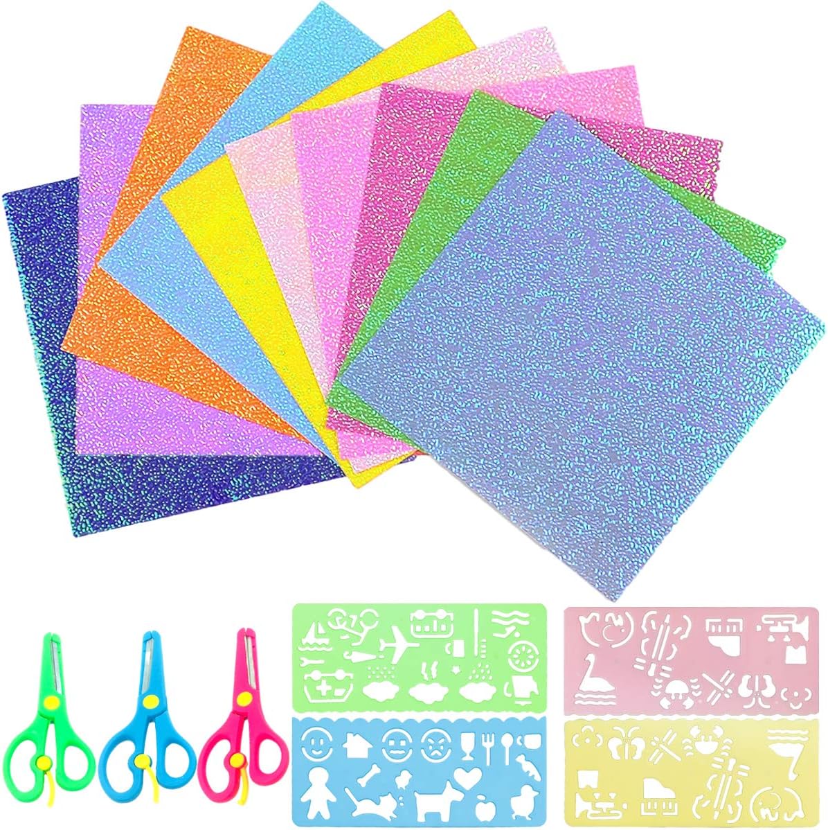50 Pcs Glitter Foam Handicraft Sheets, Shiny Rainbow Cardstock Paper ...