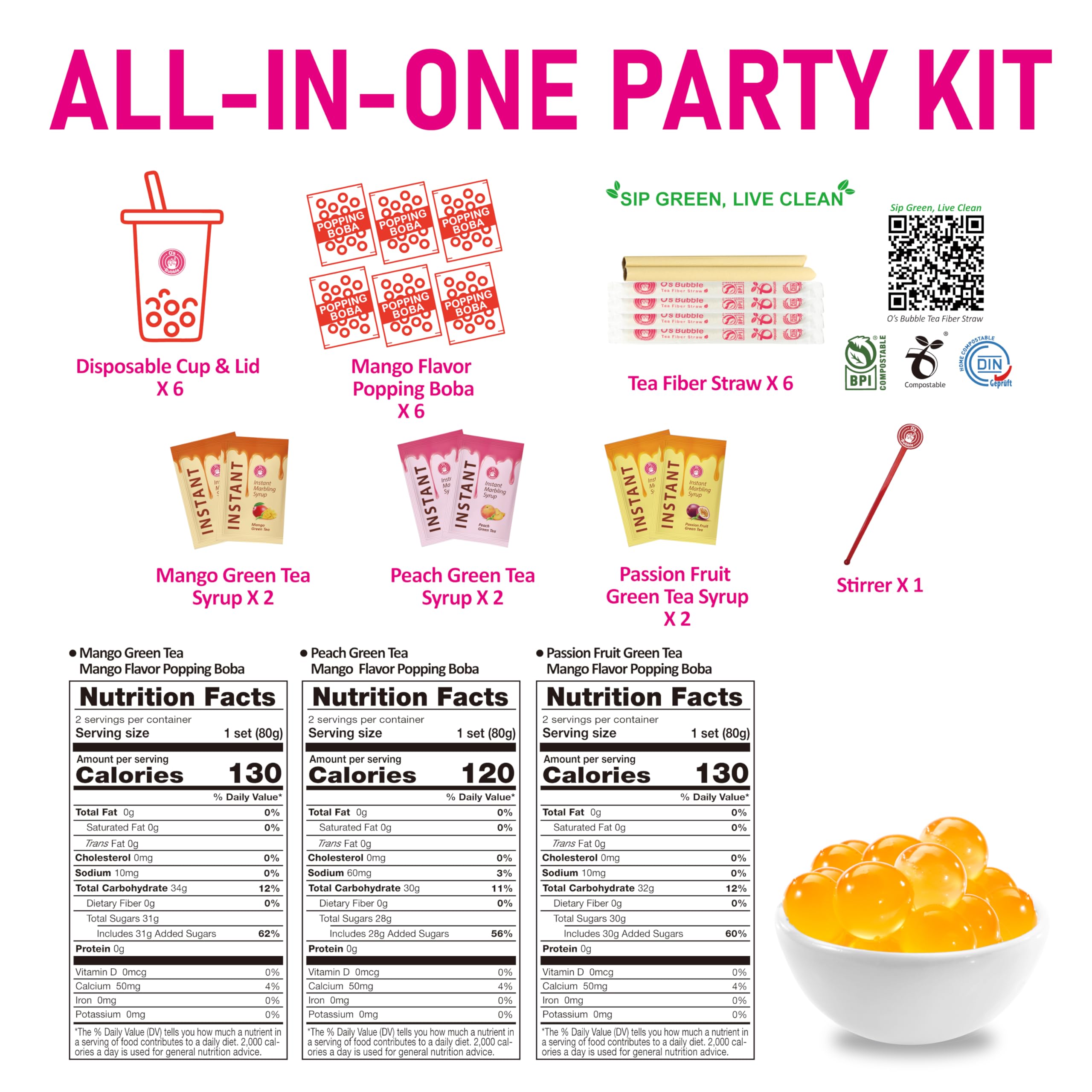 Mua O's Bubble Boba Tea Kit - Bubble Tea Kit - All in One Boba Kit for ...