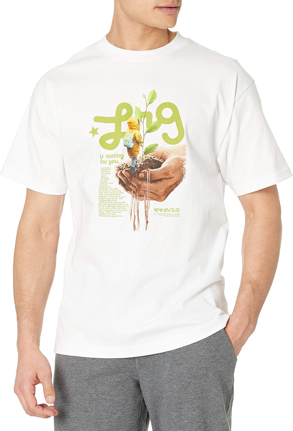 LRG Men's Spring 21 Graphic Designed Logo T-Shirt, Rooting White, 4X ...