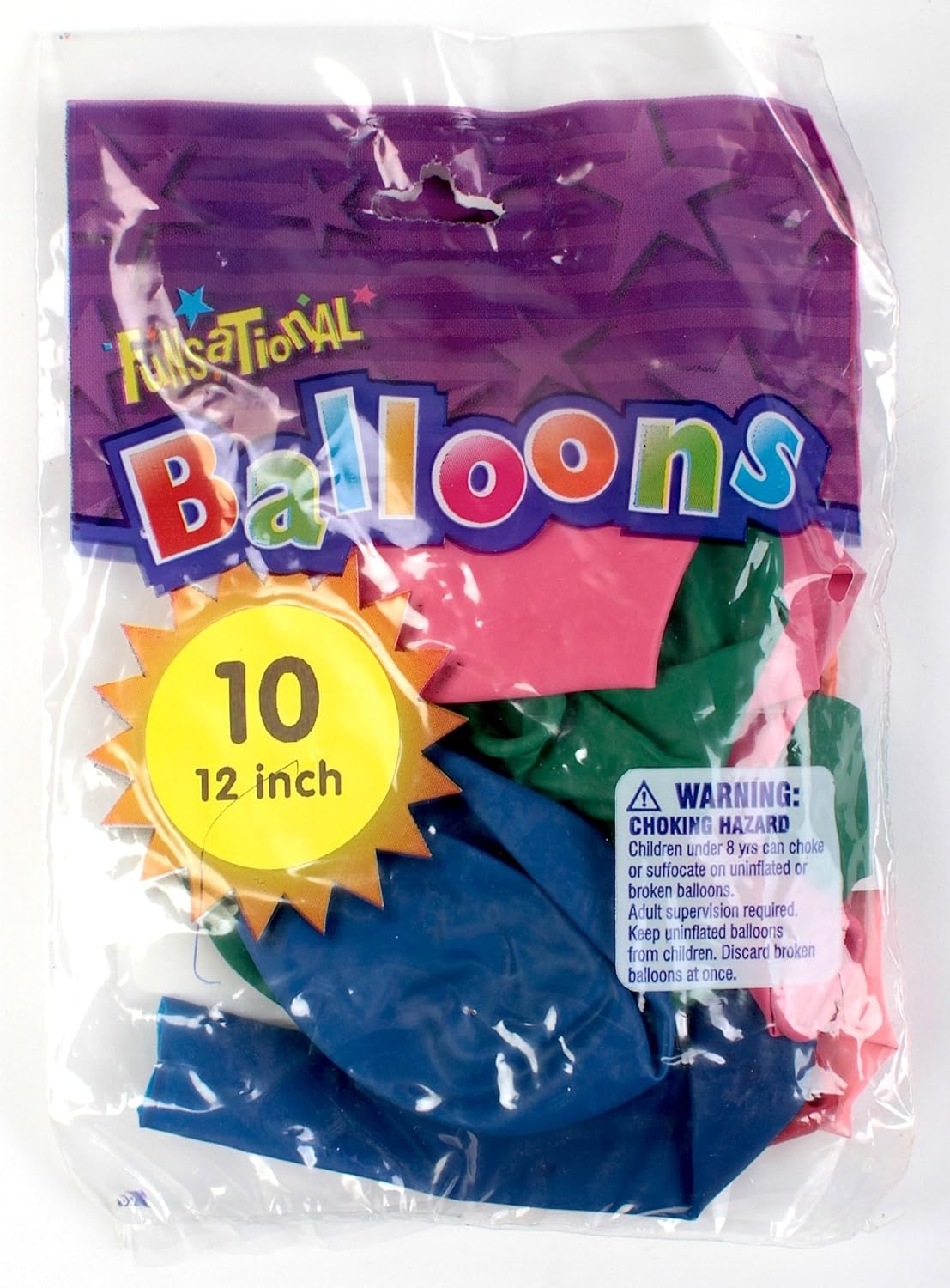 Assorted Colors 12-inch FunSational Balloons Set of 10 Balloons Home ...