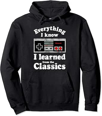 Amazon.com: Nintendo NES Controller Learn The Classics Graphic Hoodie ...
