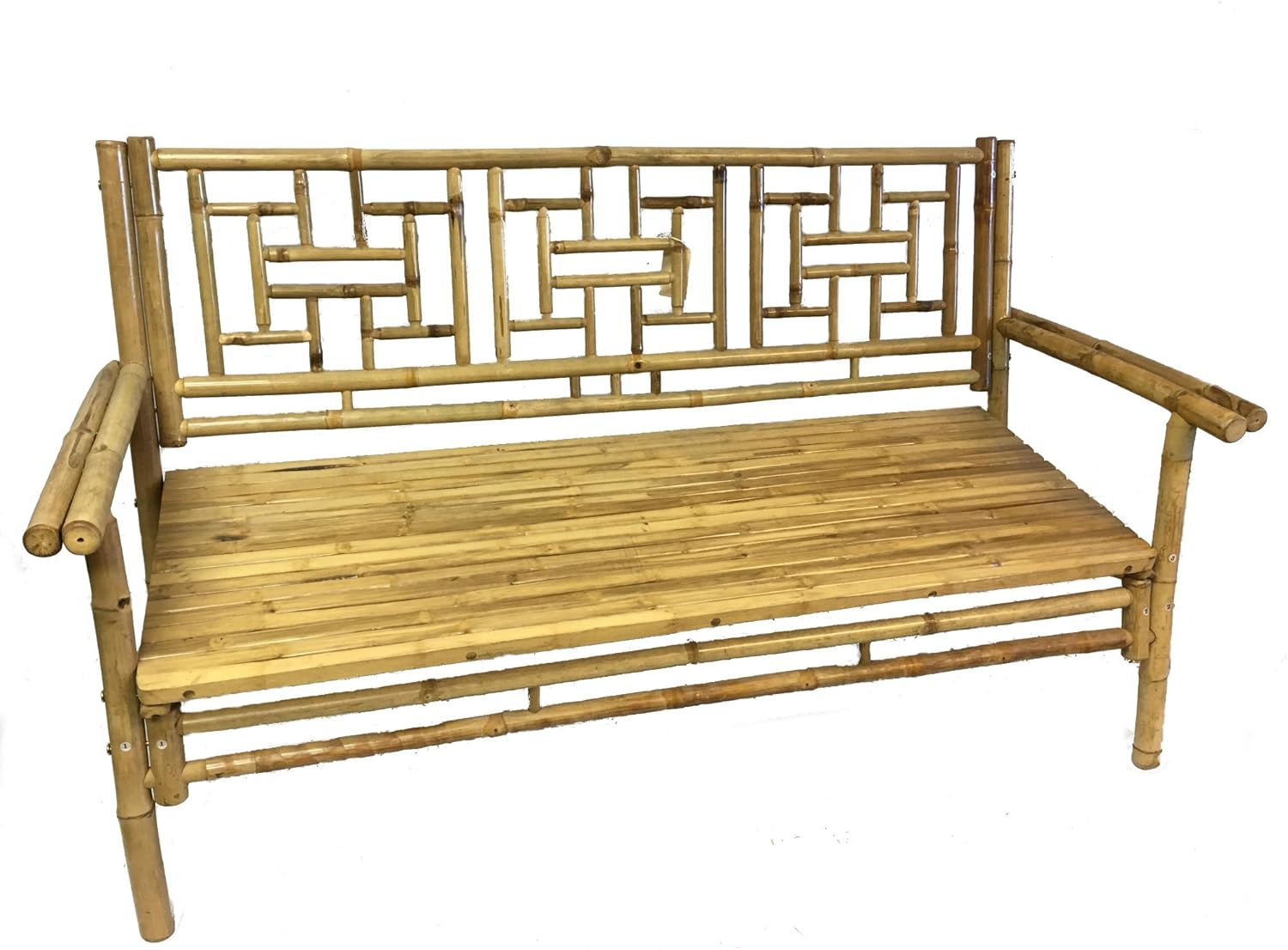 Amazon.com : Standard Natural Bamboo Bench with Grid Design Back ...
