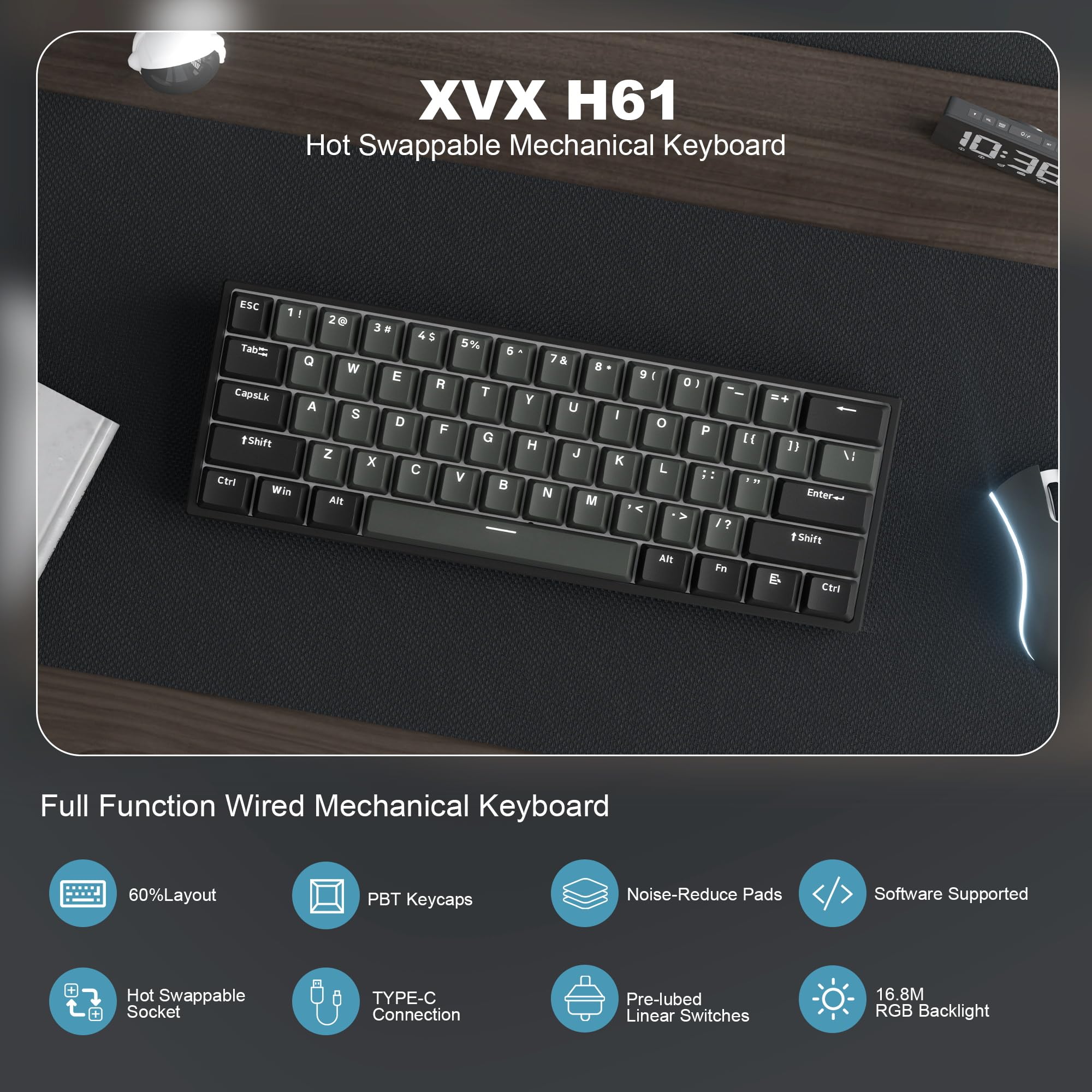 Mua XVX 60 Percent Keyboard -H61 Mechanical Keyboard, RGB Wired Gaming ...
