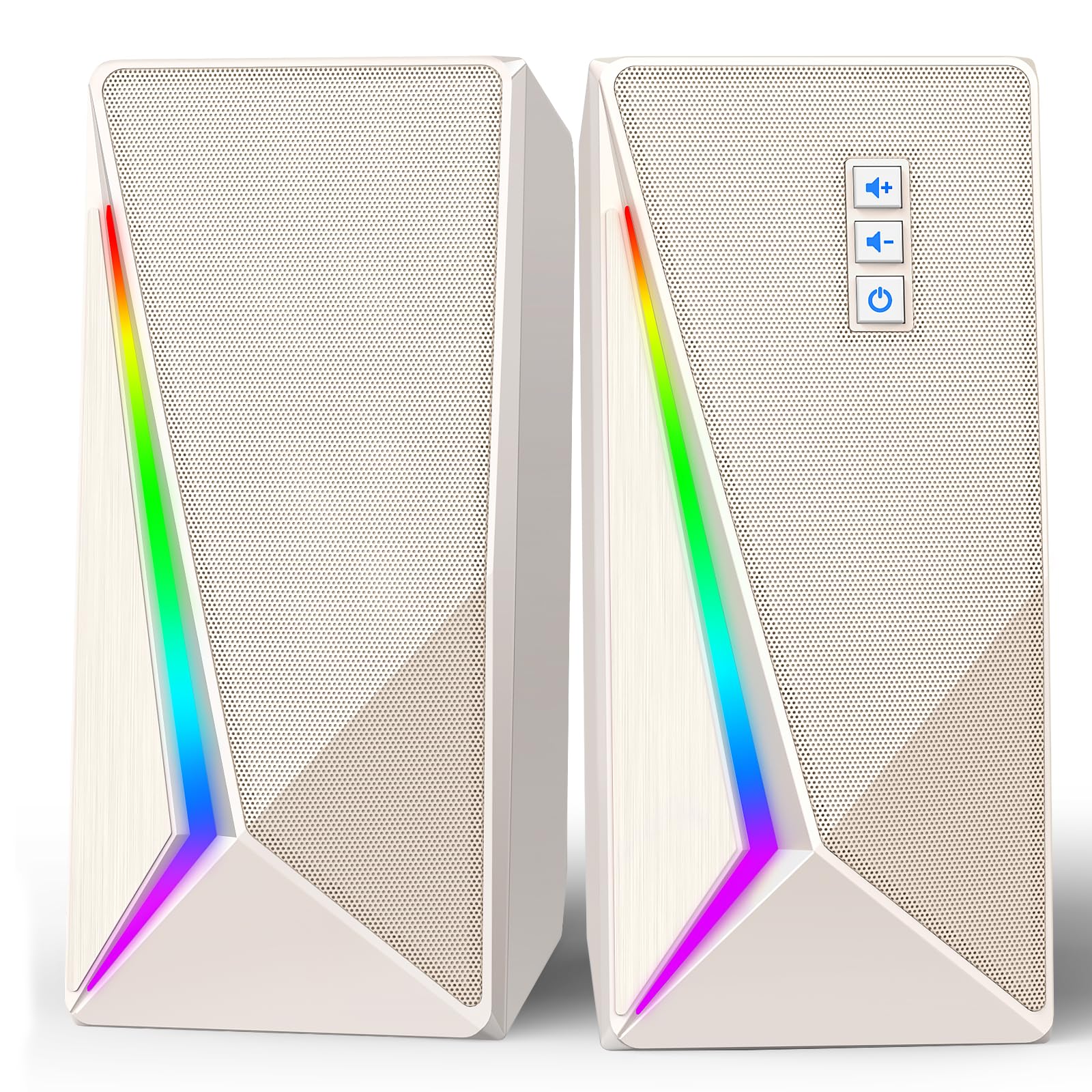 LLEVTIC Computer Speakers, Desktop Speakers with 6 Colorful RGB Lights ...