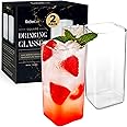 Amazon.com | Kitchen Lux Square Drinking Glasses Set of 2 - Square ...