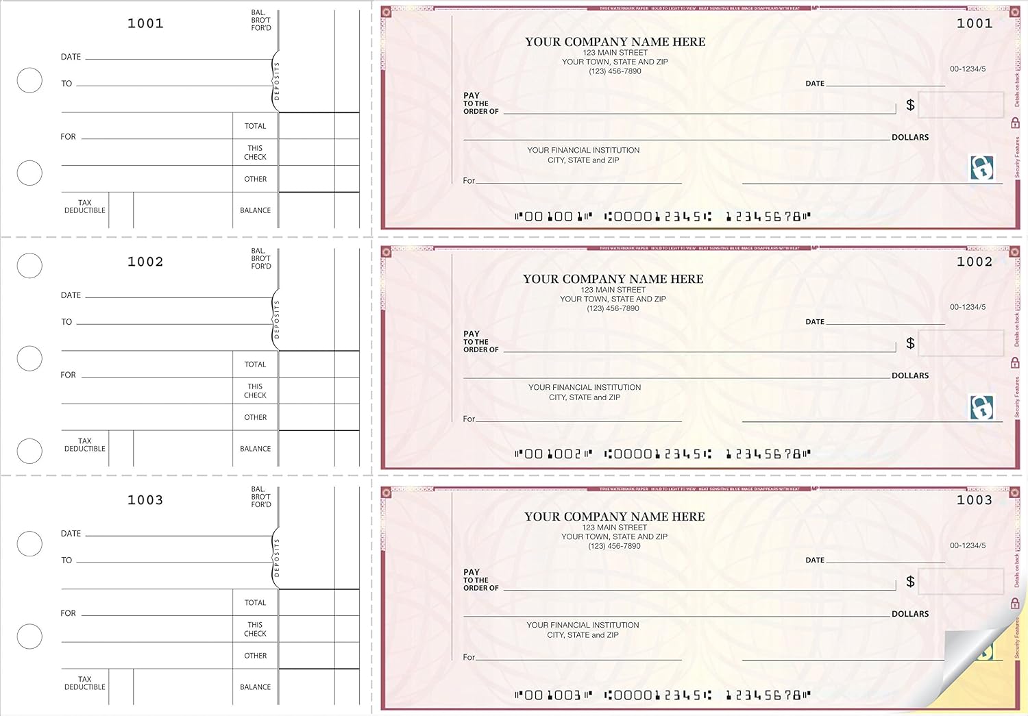 Amazon.com : CheckSimple 3-Per-Page All-Purpose High Security Manual ...