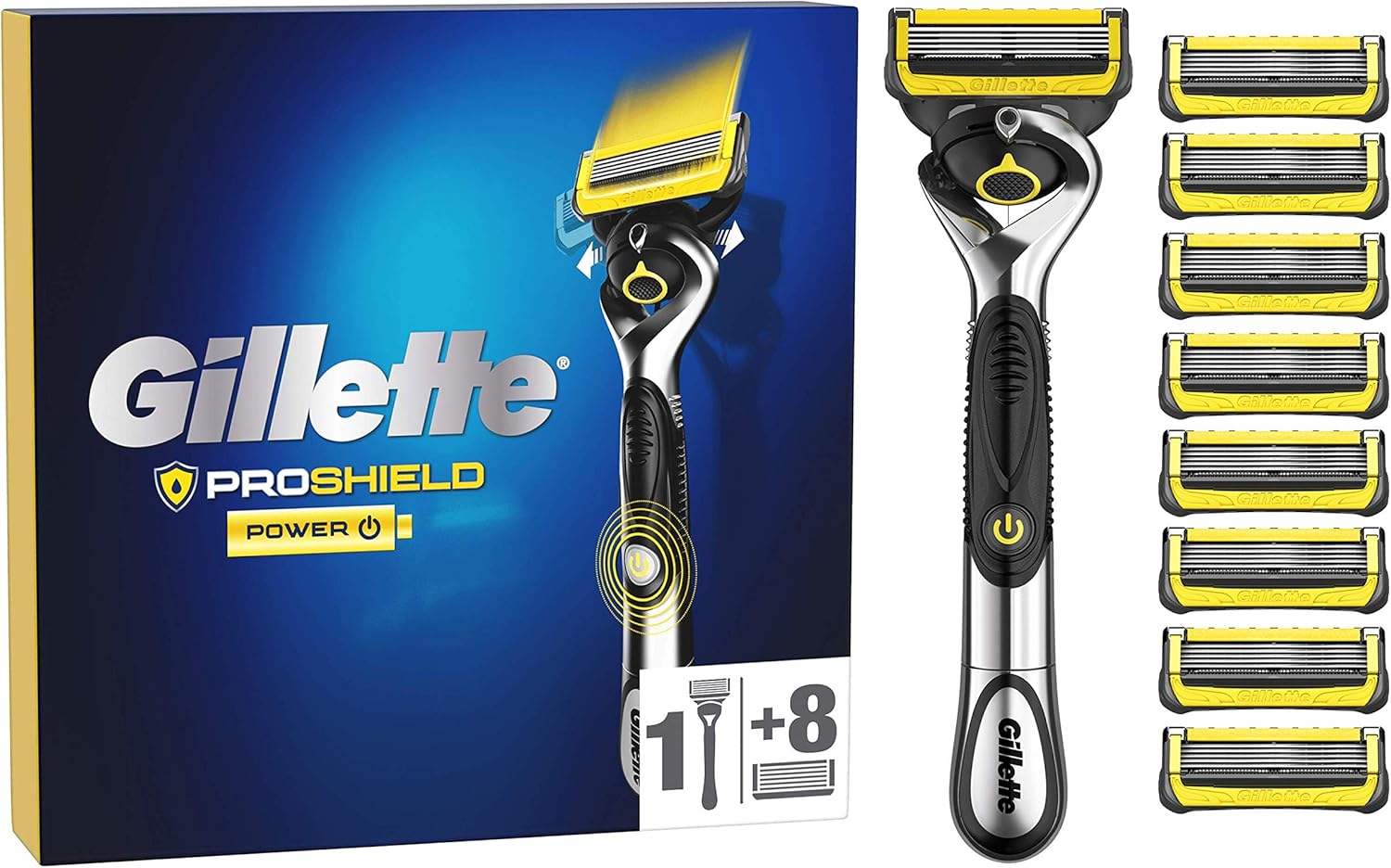Gillette ProShield Power Men’s Razor with Precision Trimmer + 8 Refill ...