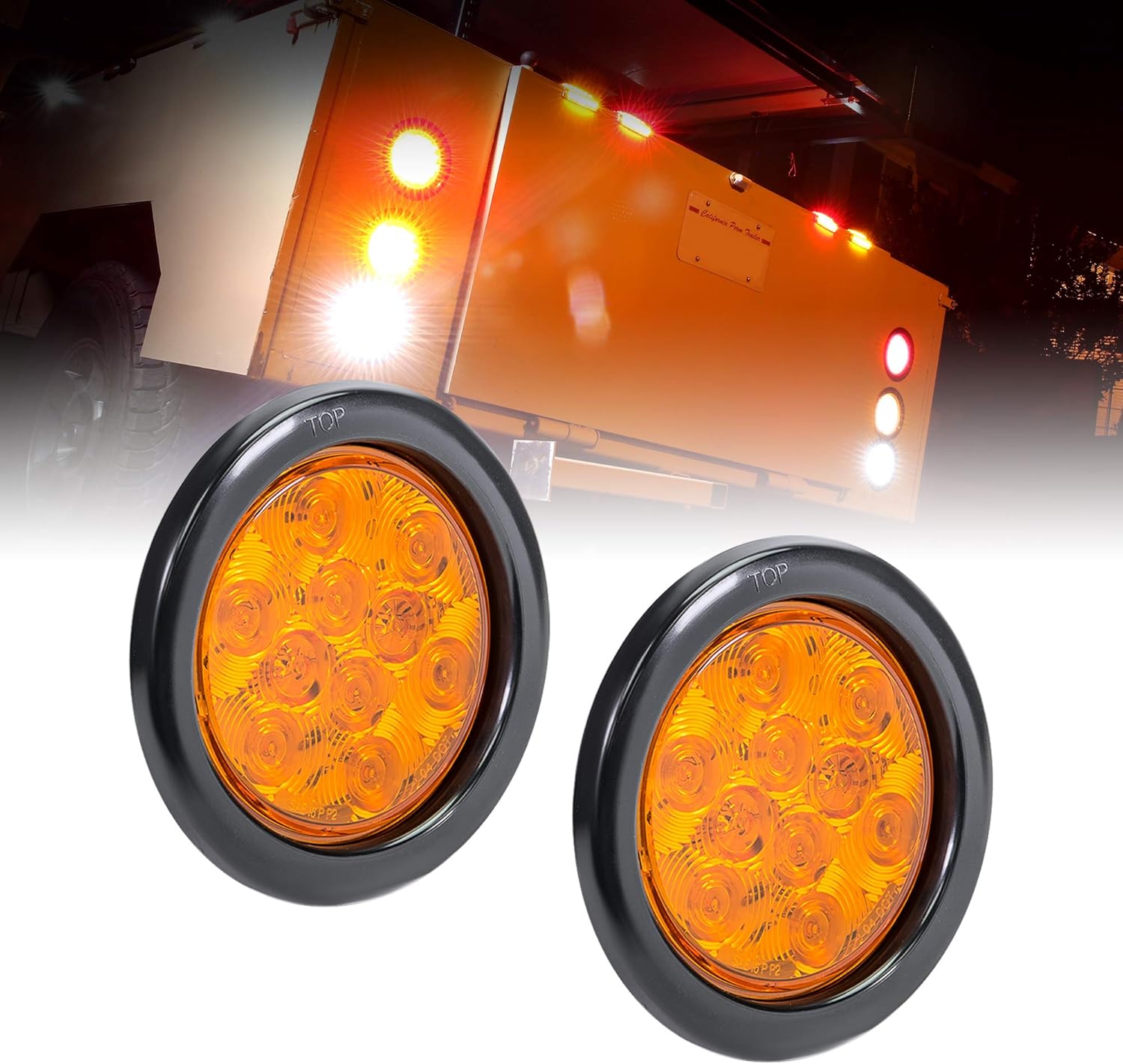 Amazon.com: 2pc 4" Amber Round LED Trailer Tail Light Kit [DOT FMVSS ...