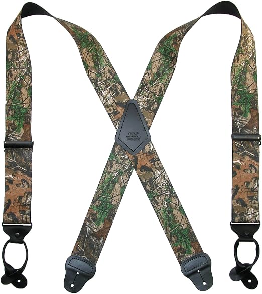 CTM Men's Elastic 2 Inch Wide Camouflage Button-End Suspenders ...