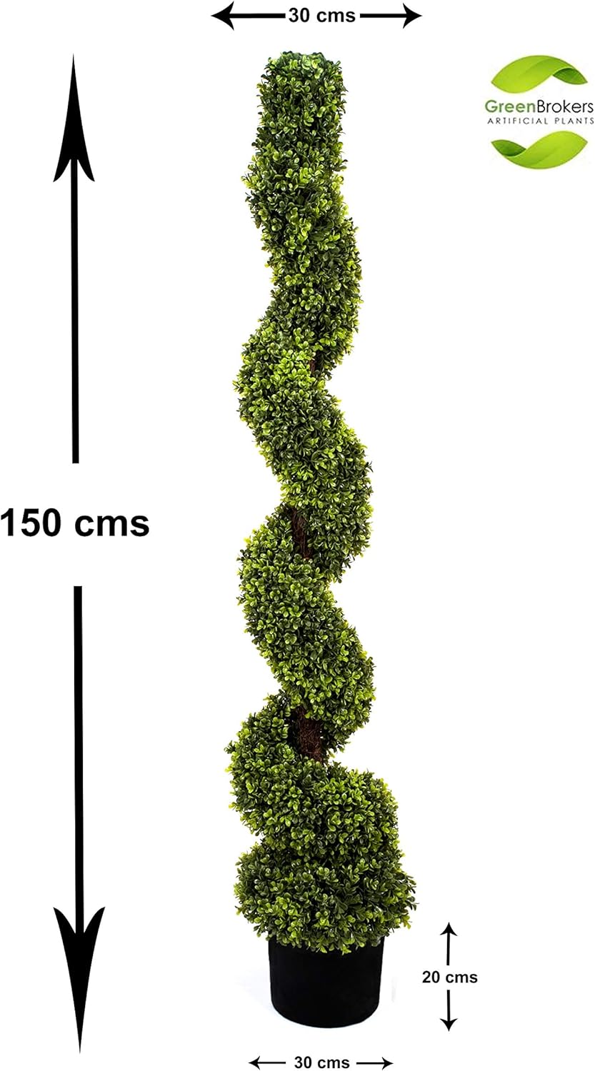 2 x Artificial Topiary Boxwood Spiral Trees (5ft/150cm) – BigaMart