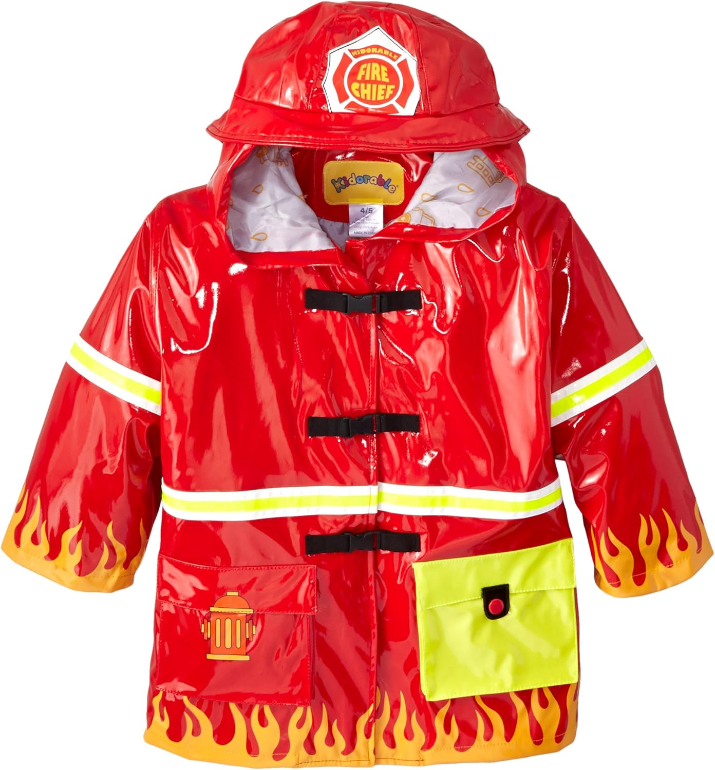 Kidorable Fireman Kids Rain Jacket, All Weather Raincoat, Red, Size 12 ...
