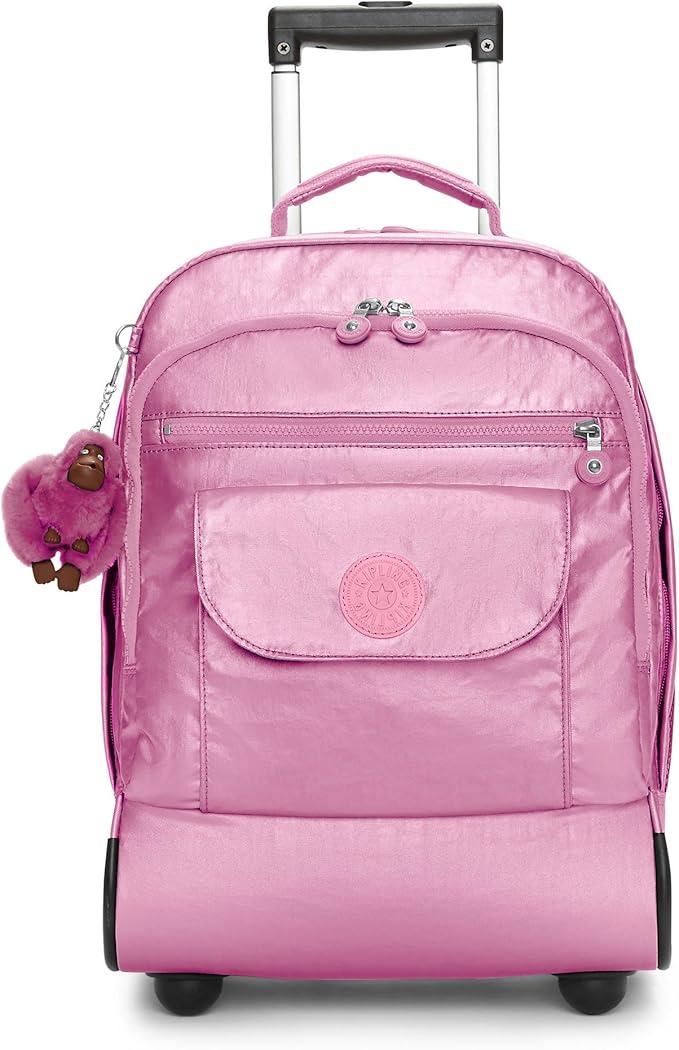 Amazon.com: Kipling Sanaa Large Metallic Rolling Backpack Prom Pink ...