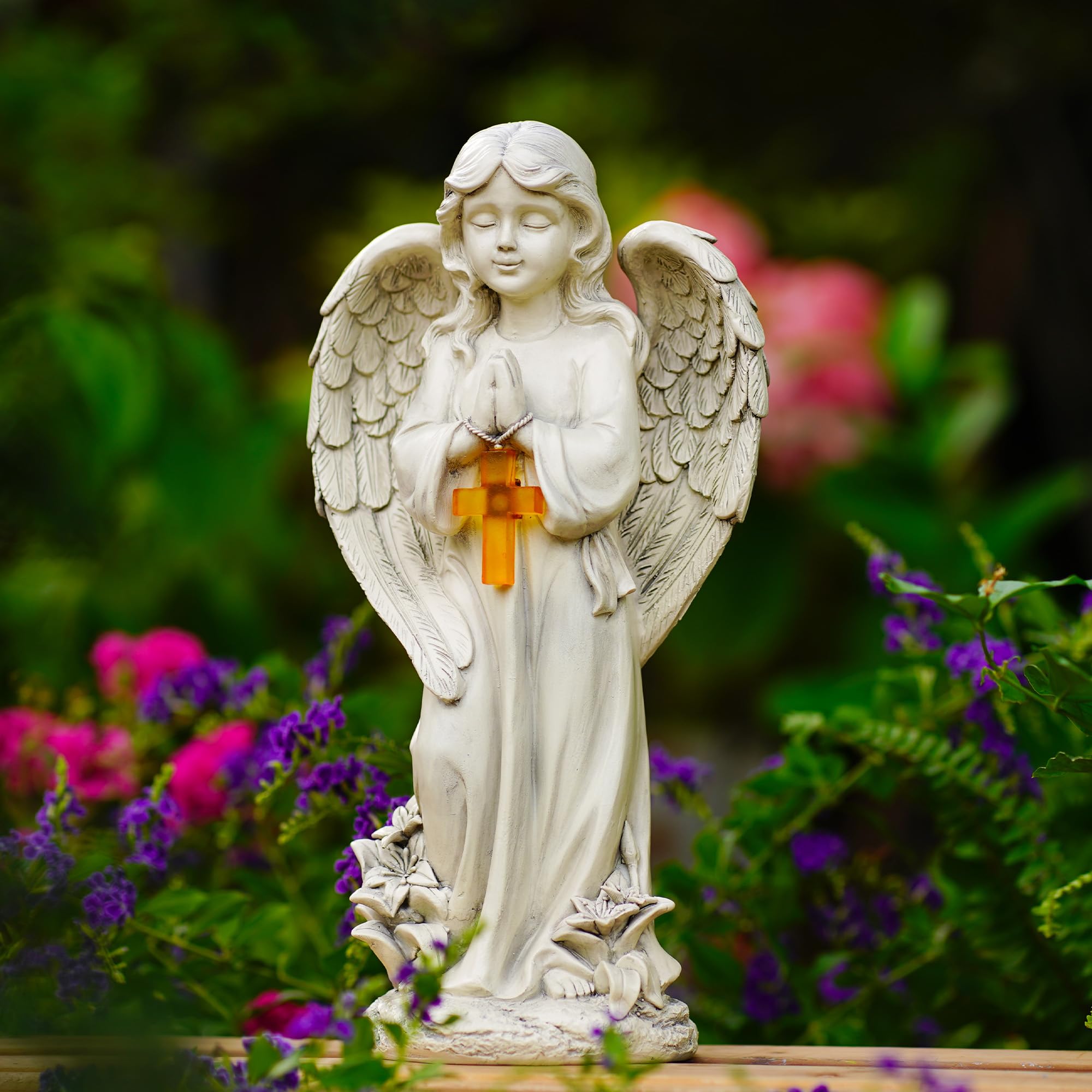 CHUANGFENG Angel Solar Garden Statues: 12.5” Cemetery Decorations for ...