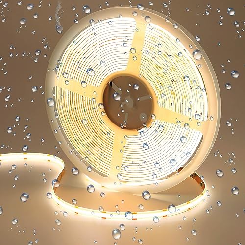 GOMING 24V 10M COB LED Strip Natural White 4000K IP65 Waterproof CRI 93 ...