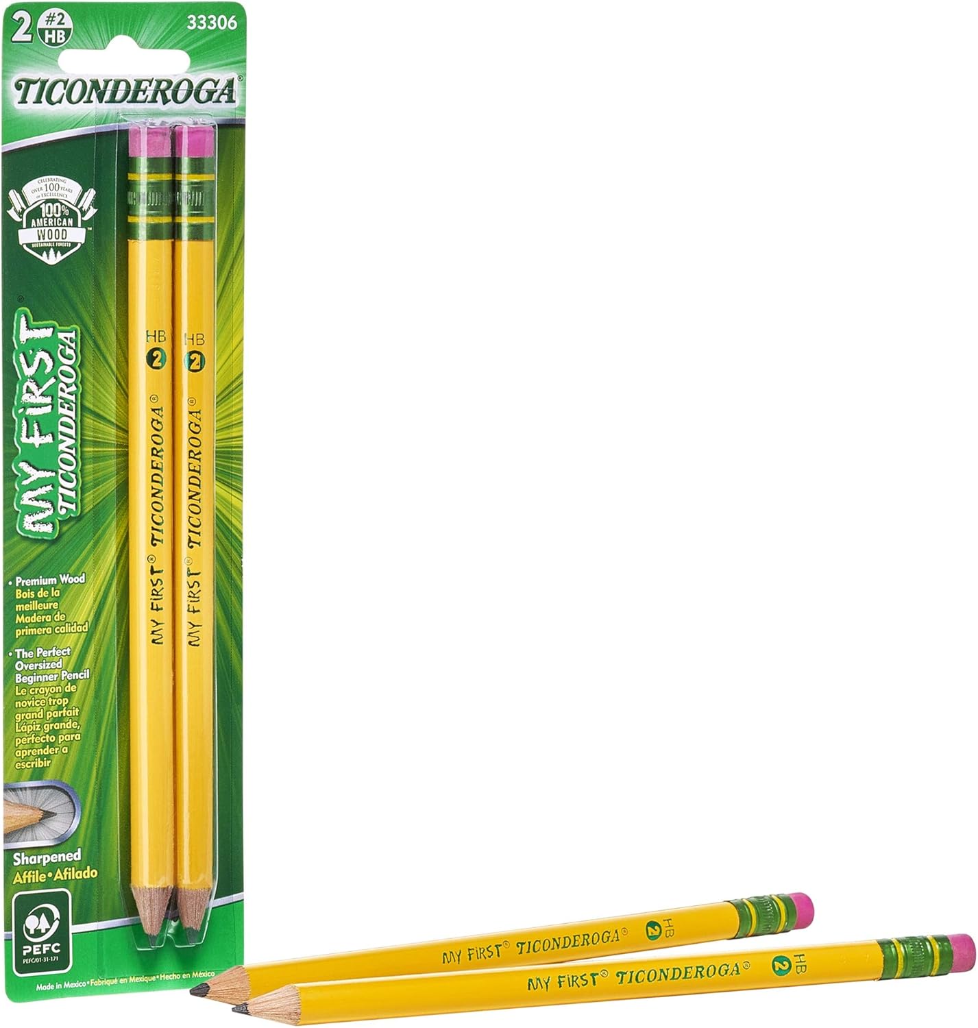 My First Ticonderoga Primary Size #2 Beginner Pencils, Pre-Sharpened ...
