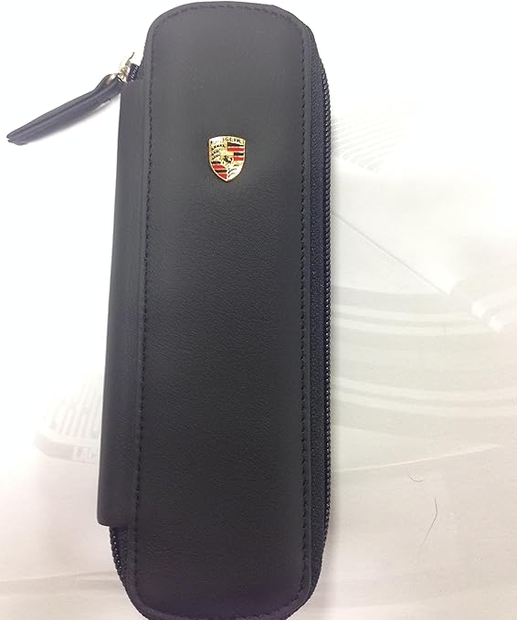 Porsche Design Pen Holder in Black Leather, Embossed Porsche Crest ...