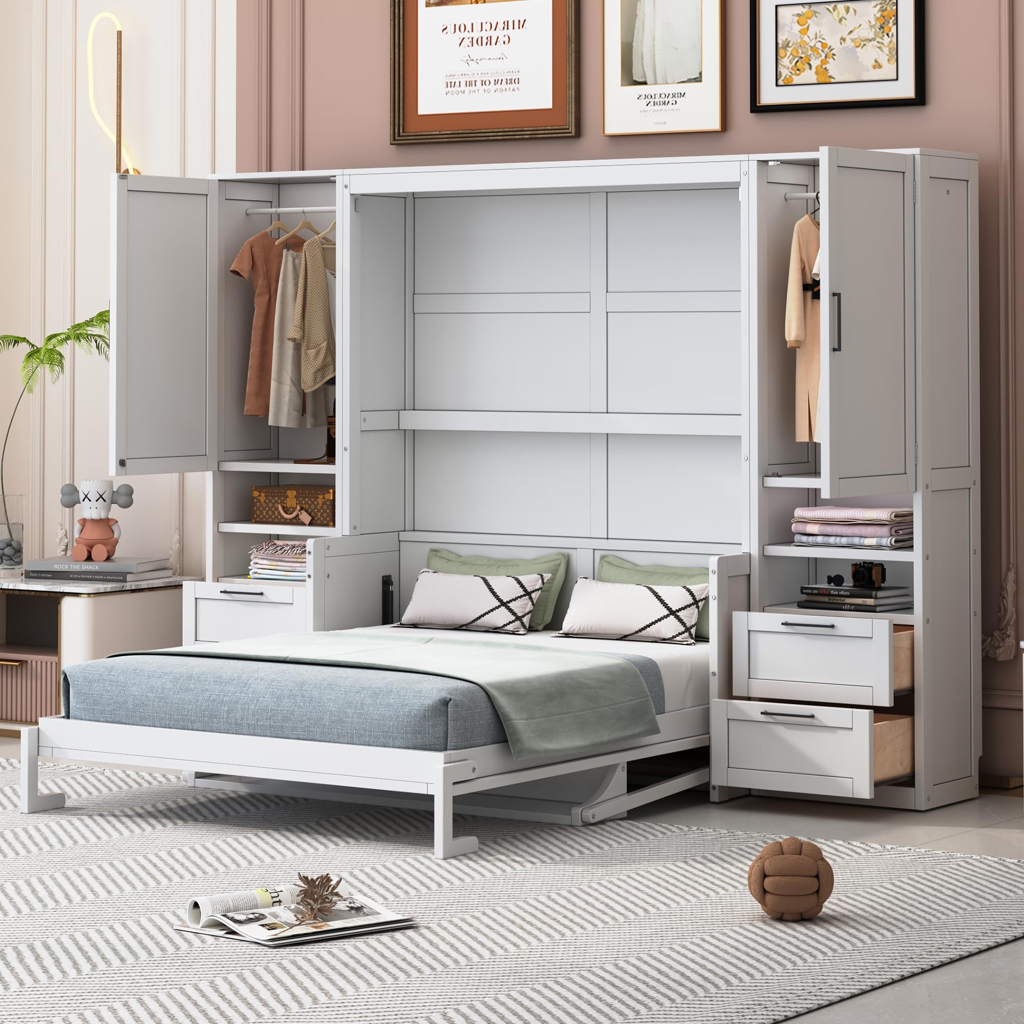 Versatile Murphy Chest Bed with Open Storage Shelves and 4 Drawers ...