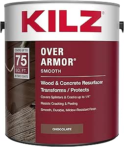 KILZ Over Armor Smooth Wood/Concrete Coating, 1 gallon, Chocolate Brown ...