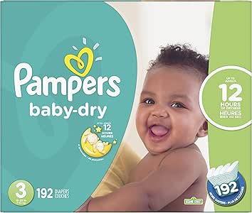 Diapers Size 3 - Pampers Baby Dry Disposable Baby Diapers, 192 Count ...