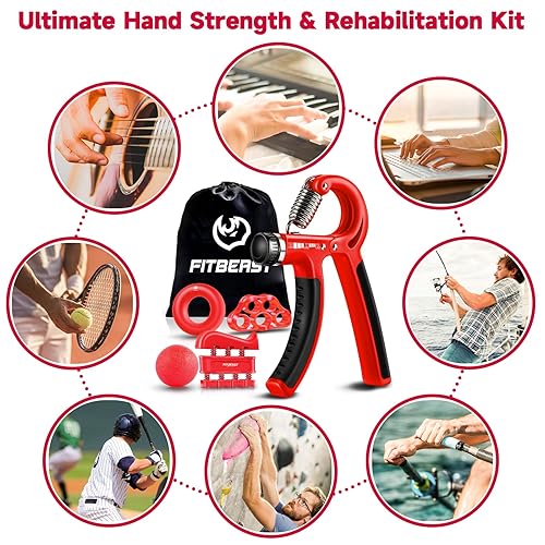 Grip Strength 2-Pack Hand Ener - Adjustable For Grip Training Silicone ...