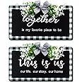 Amazon.com: 2 Pcs Buffalo Plaid Wooden Sign Wall Decor 6.3x12 Inch ...