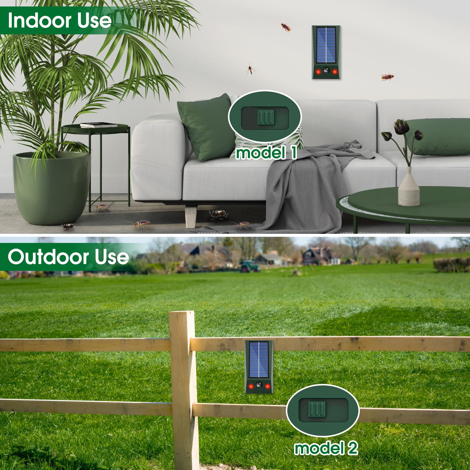 Mua 2 Pack Solar Ultrasonic Animal Repeller Outdoor, Deer Repellent ...