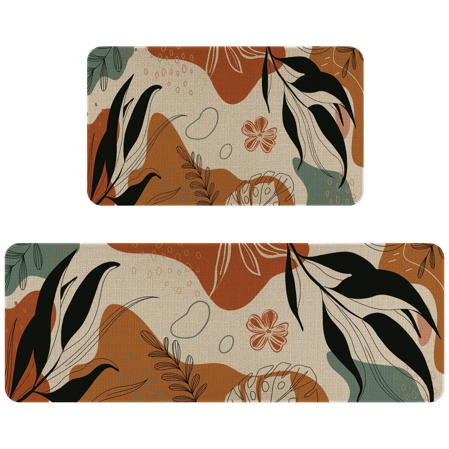 Eikunn Boho Mid Century Modern Kitchen Rugs and Mats Set of 2,Farmhouse ...