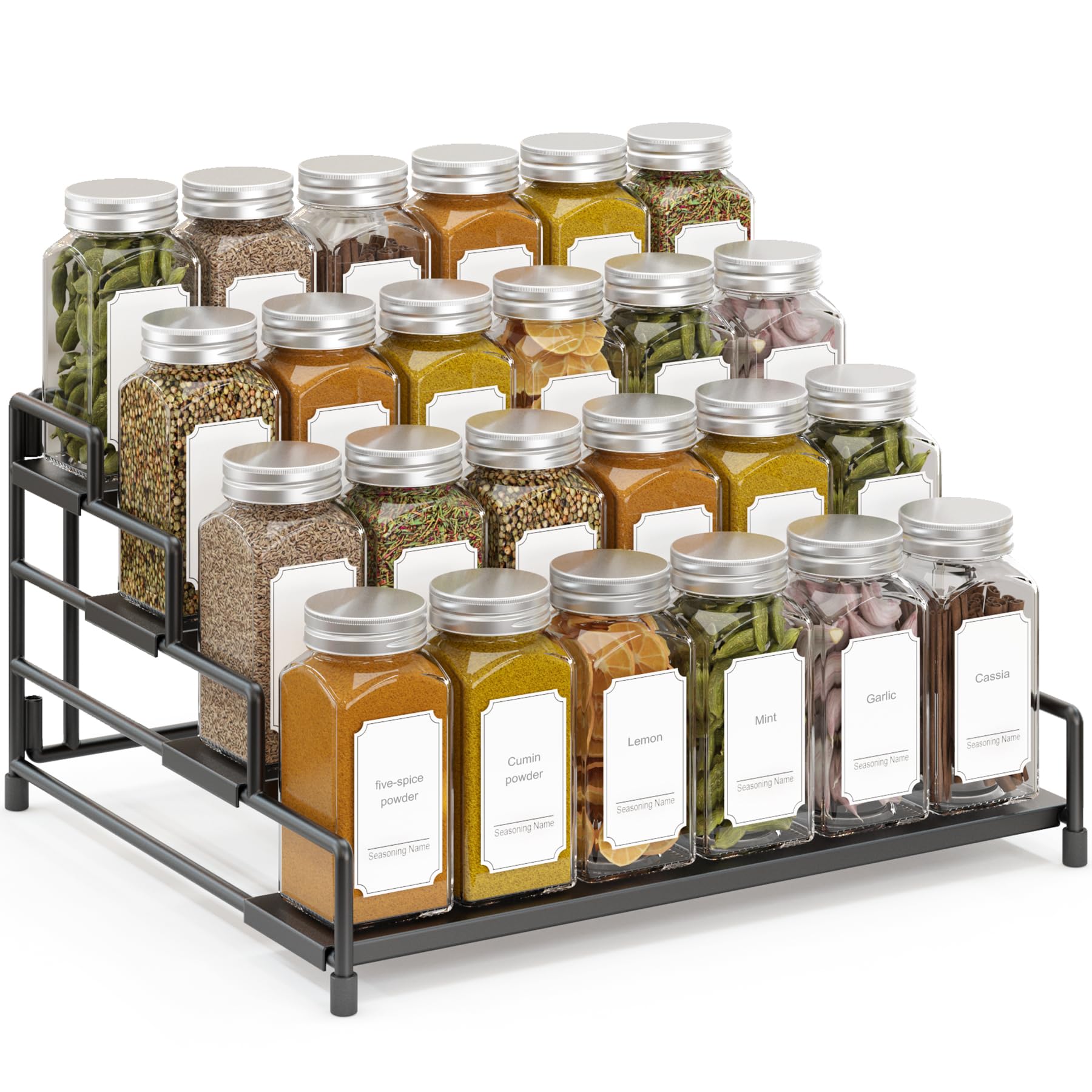 RUILALIFE 4-Tier-Spice-Rack-Organizer-for-Cabinet, Adjustable Depth ...