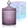 Amazon.com | Joeyan 18oz Dark Purple Glass Jars with Lid,Embossed Candy ...