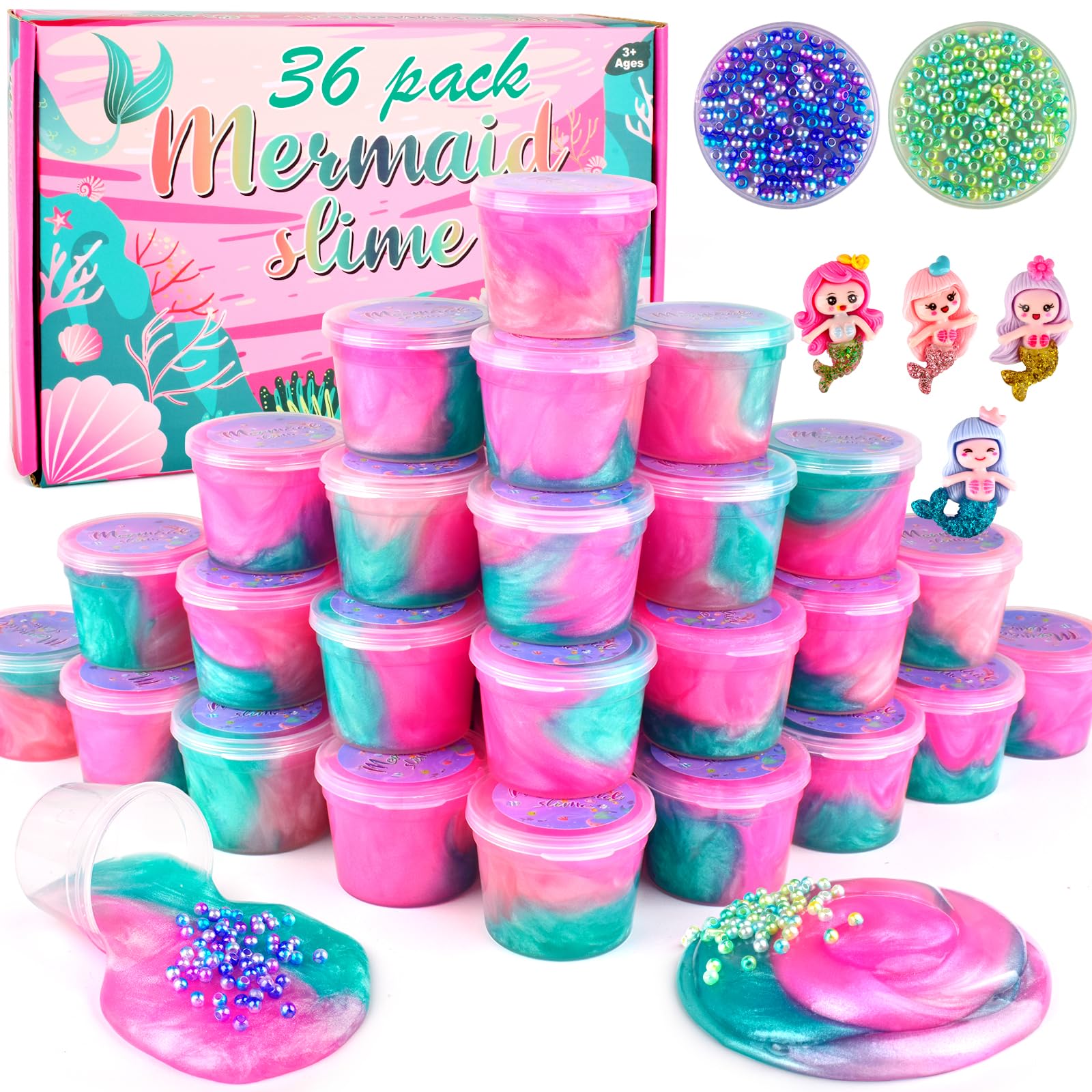 *USED MISSING PIECES*36 Pack Mermaid Slime Kit, Soft & Non-Sticky ...