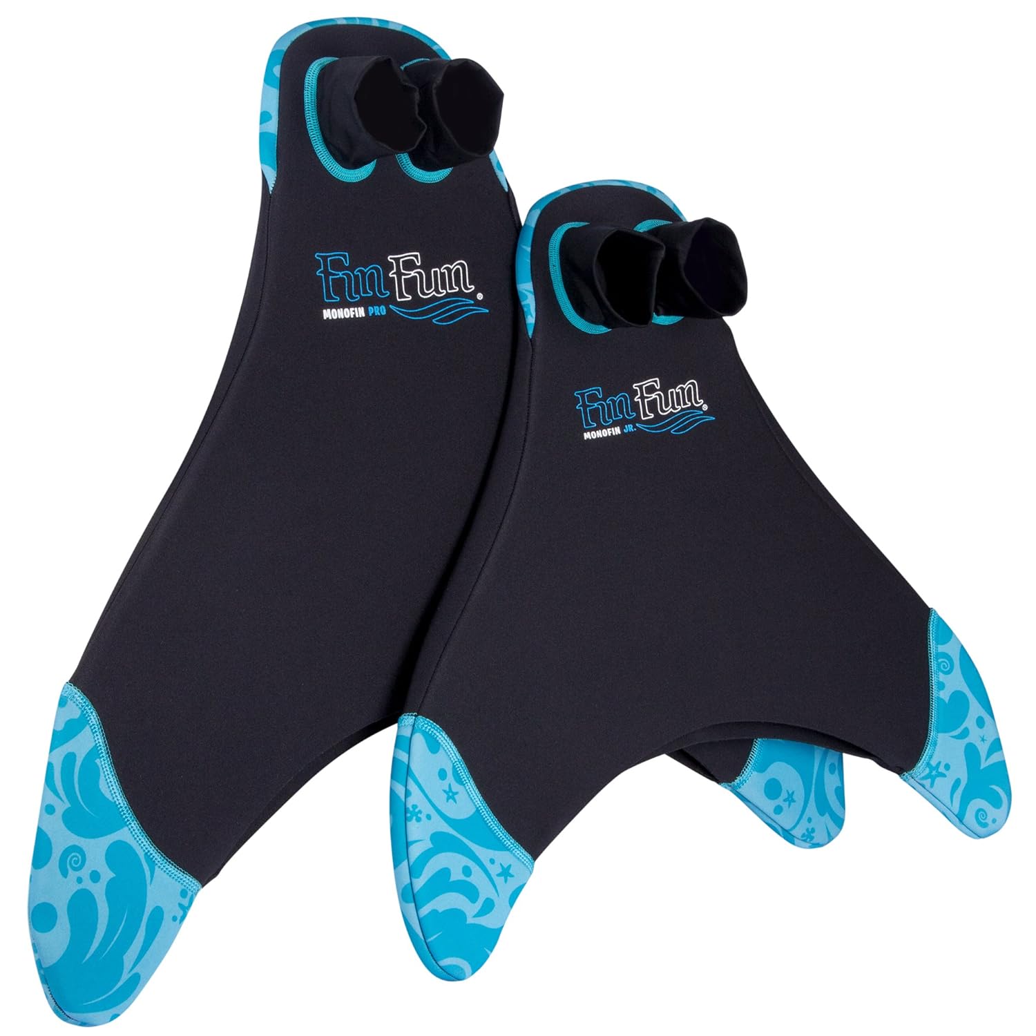 Fin Fun Mermaid Monofin Jr. - Black with Blue Tip Sporting Goods Water ...