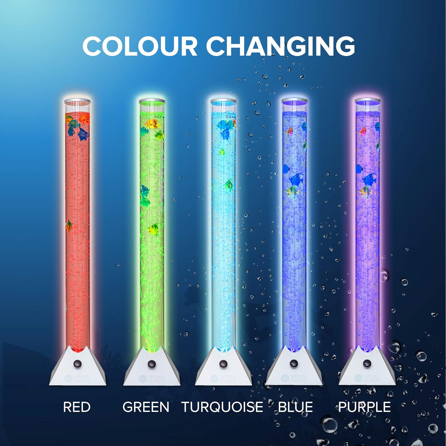 Wicked GIZMOS Large Colour Changing Bubble Lamp LED Light Tubular ...
