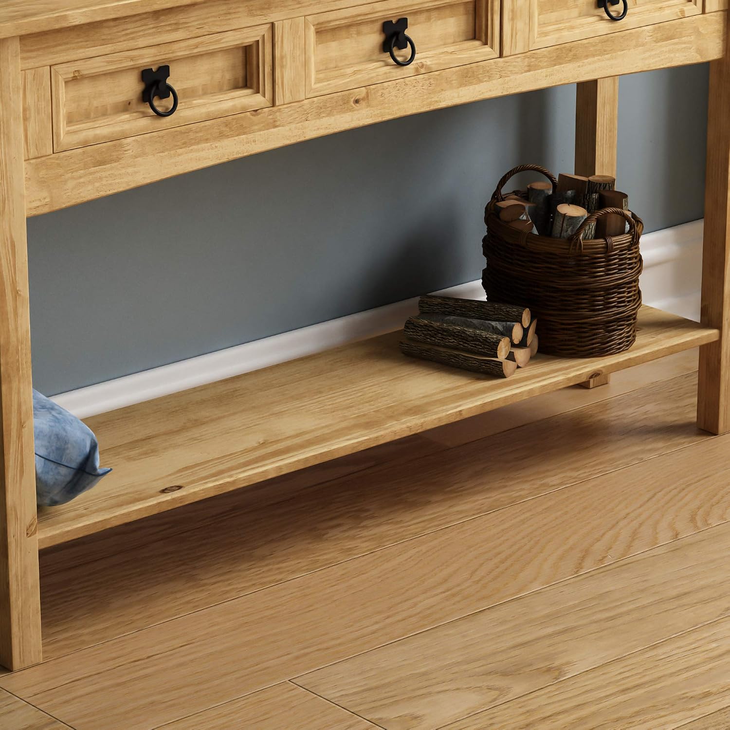 Vida Designs Corona Console Table, 3 Drawers With Shelf, Solid Pine ...