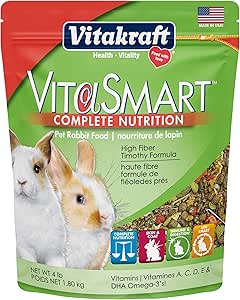 Amazon.com : Vitakraft Vitasmart Pet Rabbit Food - High Fiber Timothy ...