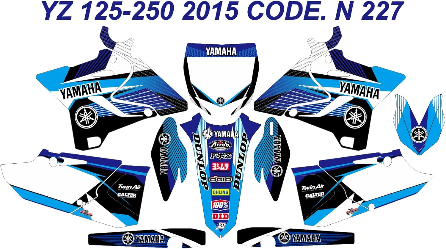 Amazon.com: N 227 YAMAHA YZ125 YZ250 2015 2016 2017 15-17 DECALS ...