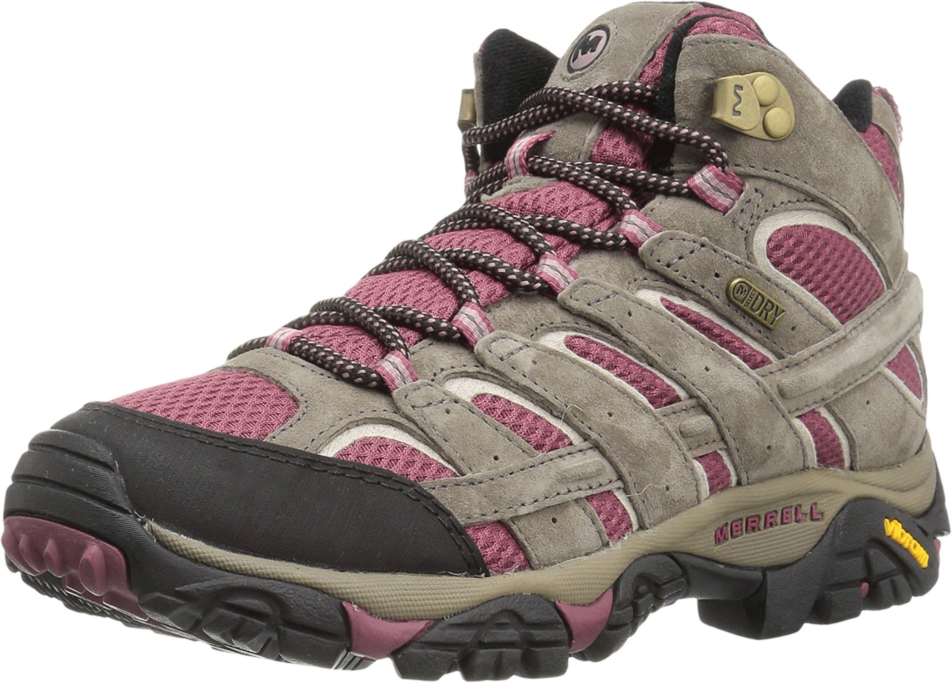 Merrell Women's Moab 2 Mid Waterproof Hiking Boot, Boulder/Blush, 8 M ...